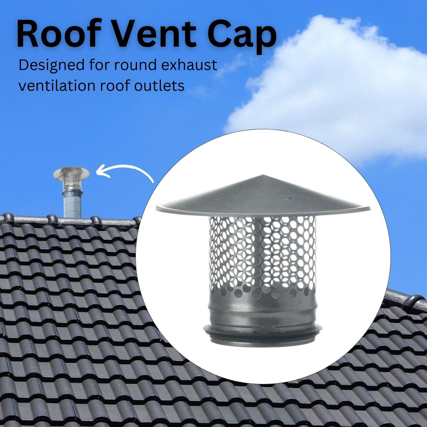 Steinberg14 Metal Roof Cowl 100mm – 4 inch Exhaust Tube End – Round ...