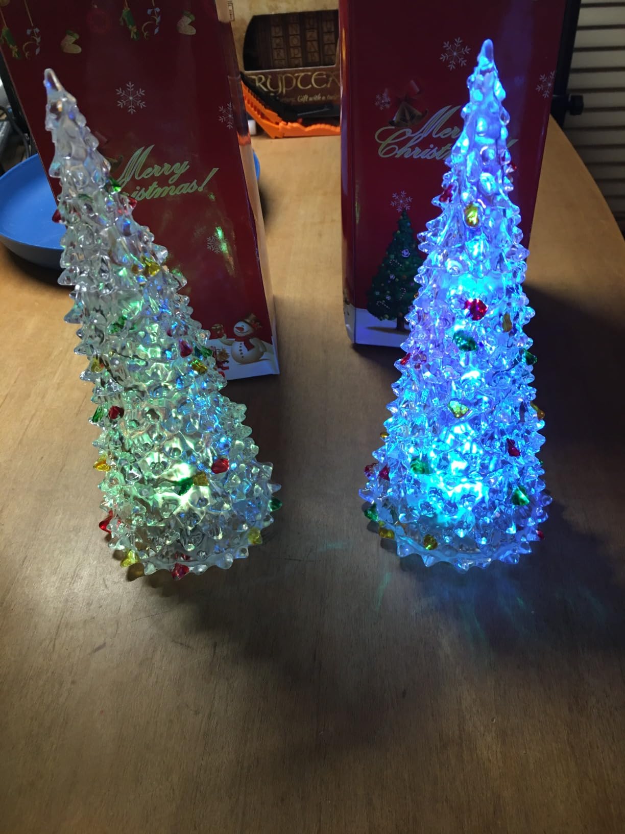 Amazon.com: Lighted Color Changing Christmas Trees - Set/2 - LED Xmas ...