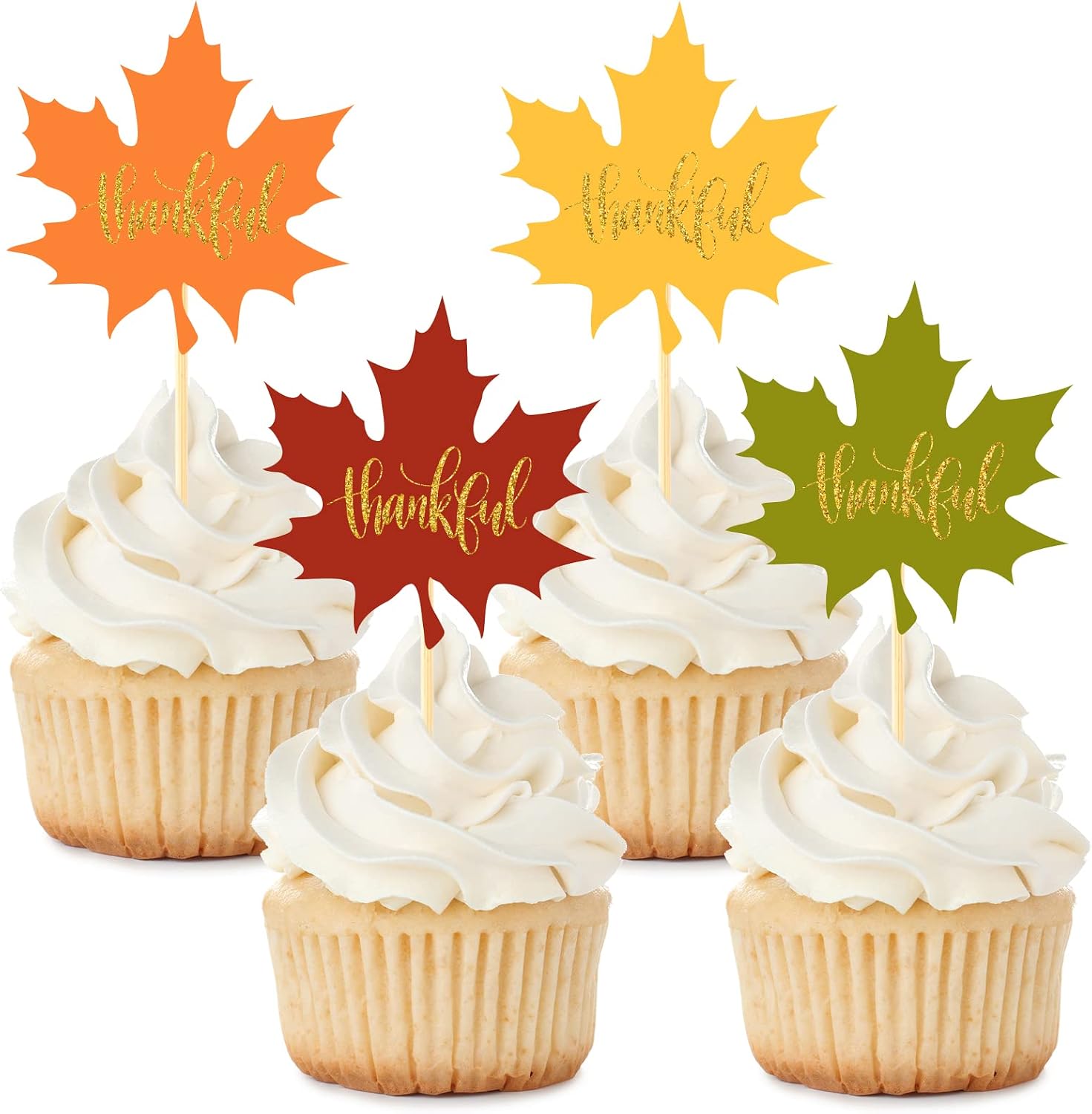 Amazon.com: Whaline 36Pcs Fall Cupcake Topper with Sticks Glue Point ...