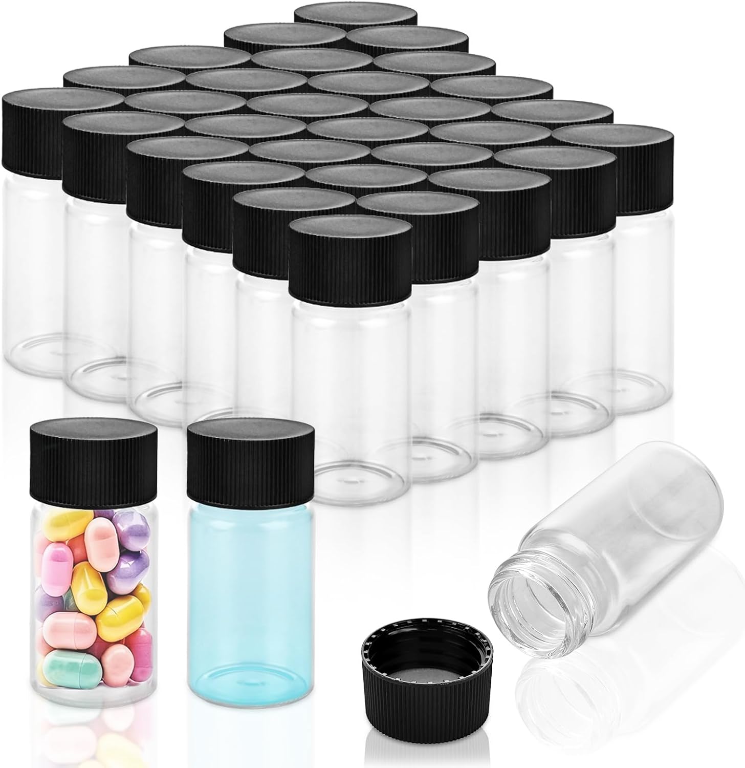 CertBuy 100 PACK Clear Glass Sample Vials with Screw Cap Travel Small ...