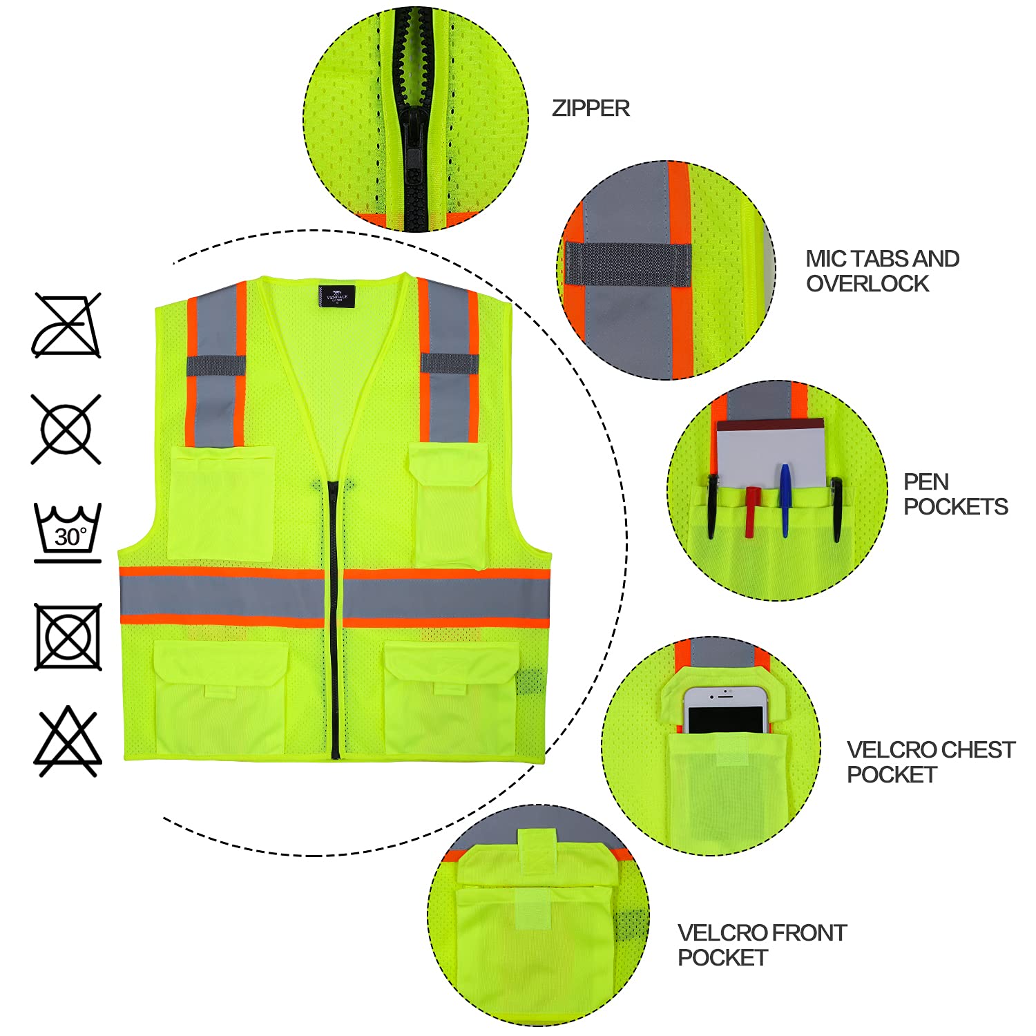 Snapklik.com : VENDACE Hi Vis Safety Reflective Mesh Vest For Men ANSI Class 2 High Visibility Vest