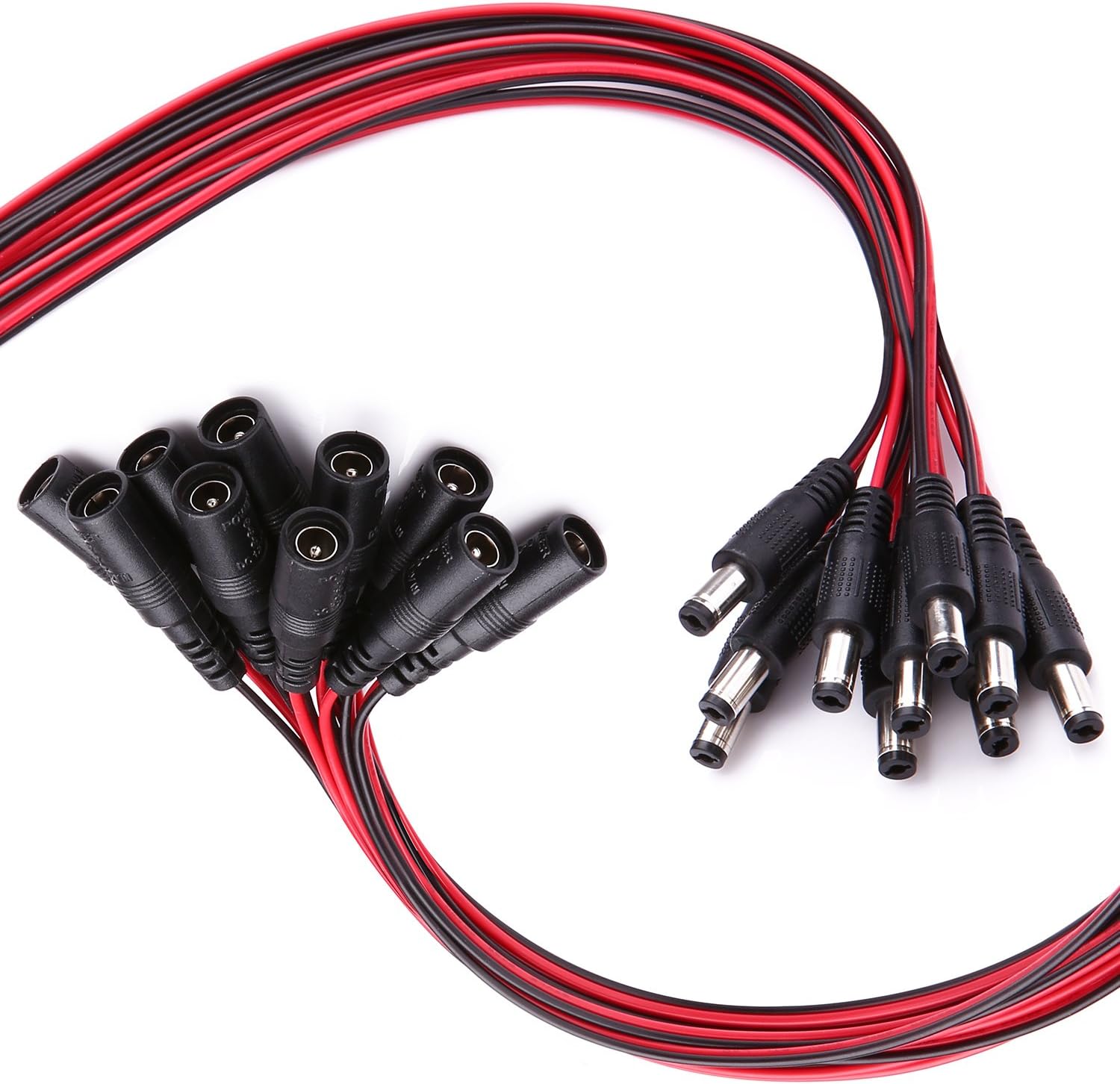 Amazon.com : WILDHD DC Power Pigtails Cable 10Pack Female&10Pack Male ...