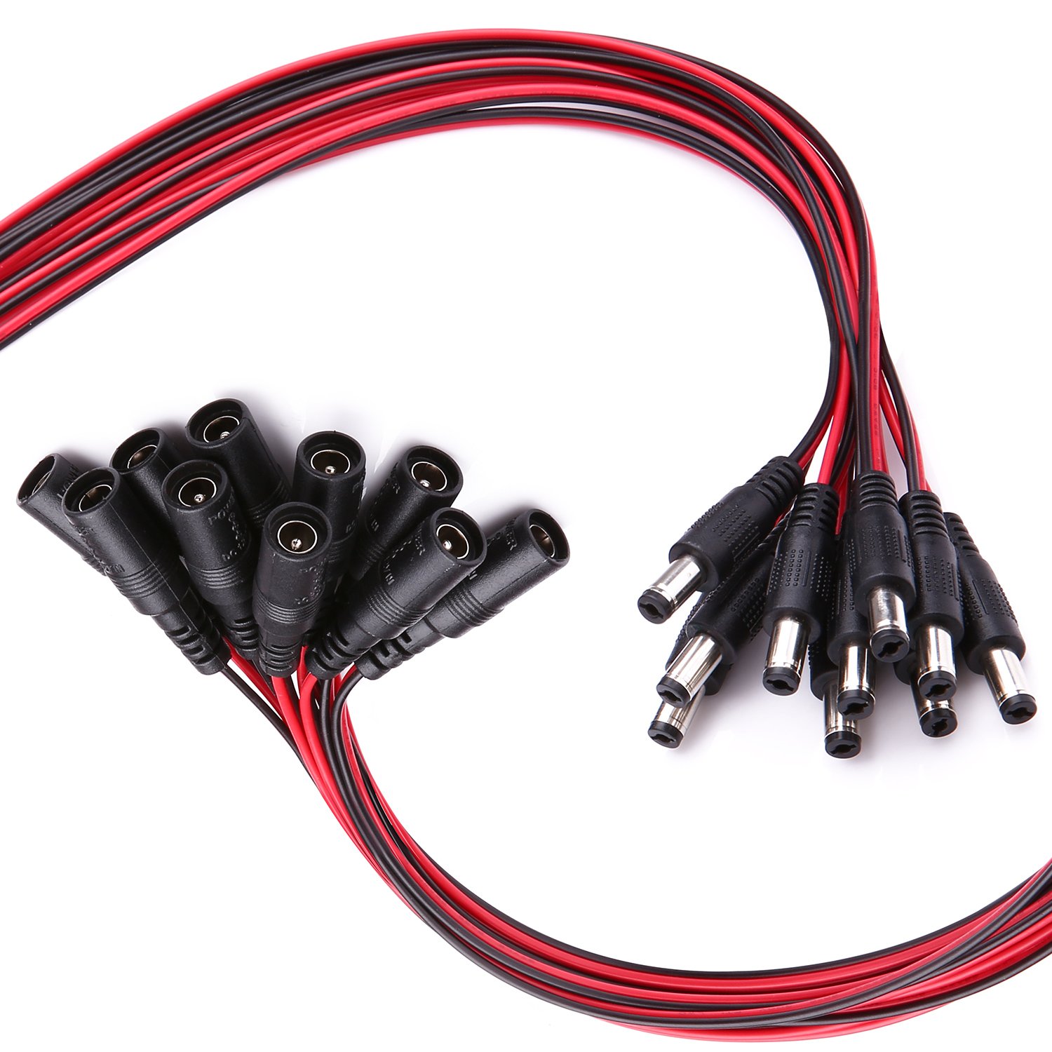 DC Power Pigtails Cable 10Pack Female&10Pack Male Connectors for CCTV ...