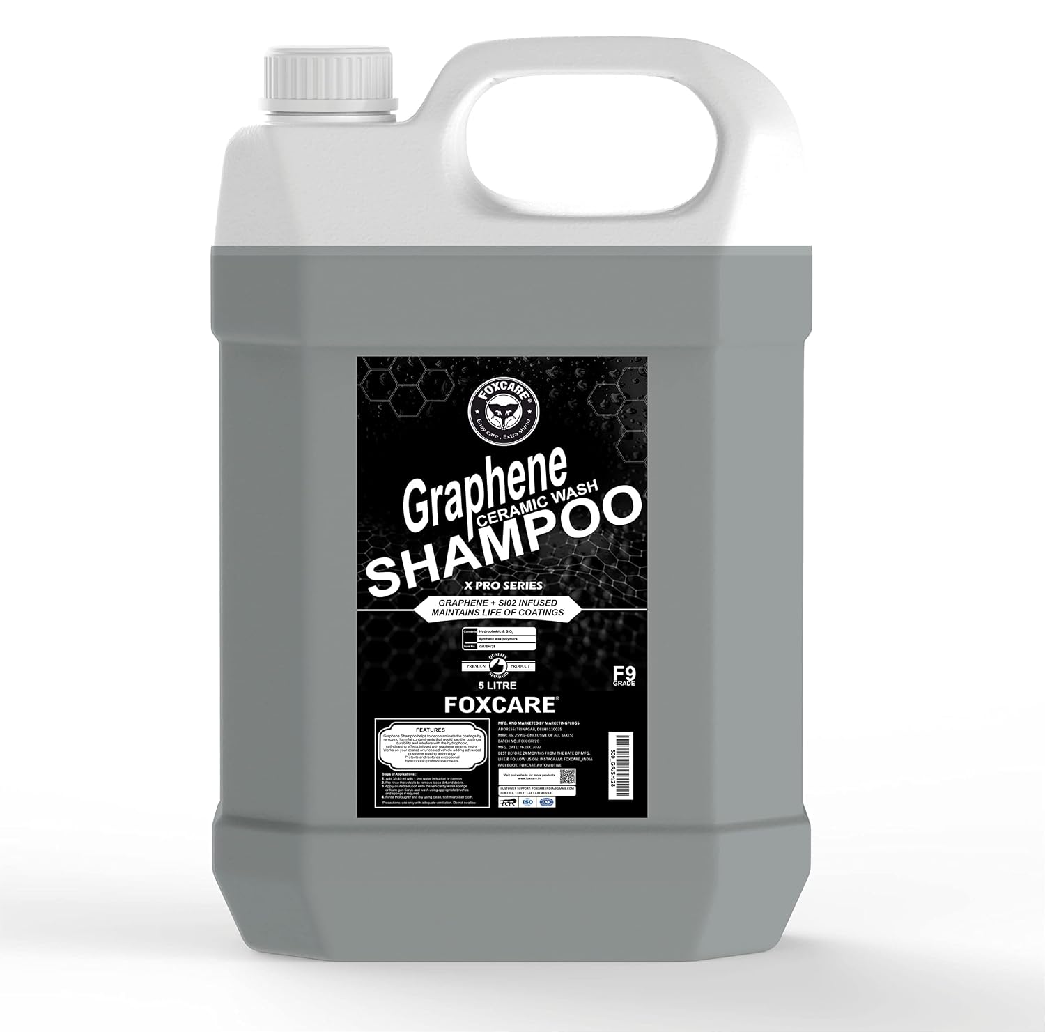 Foxcare Graphene Ceramic Car Shampoo - Foam Car Wash - Adds Hydrophobic ...