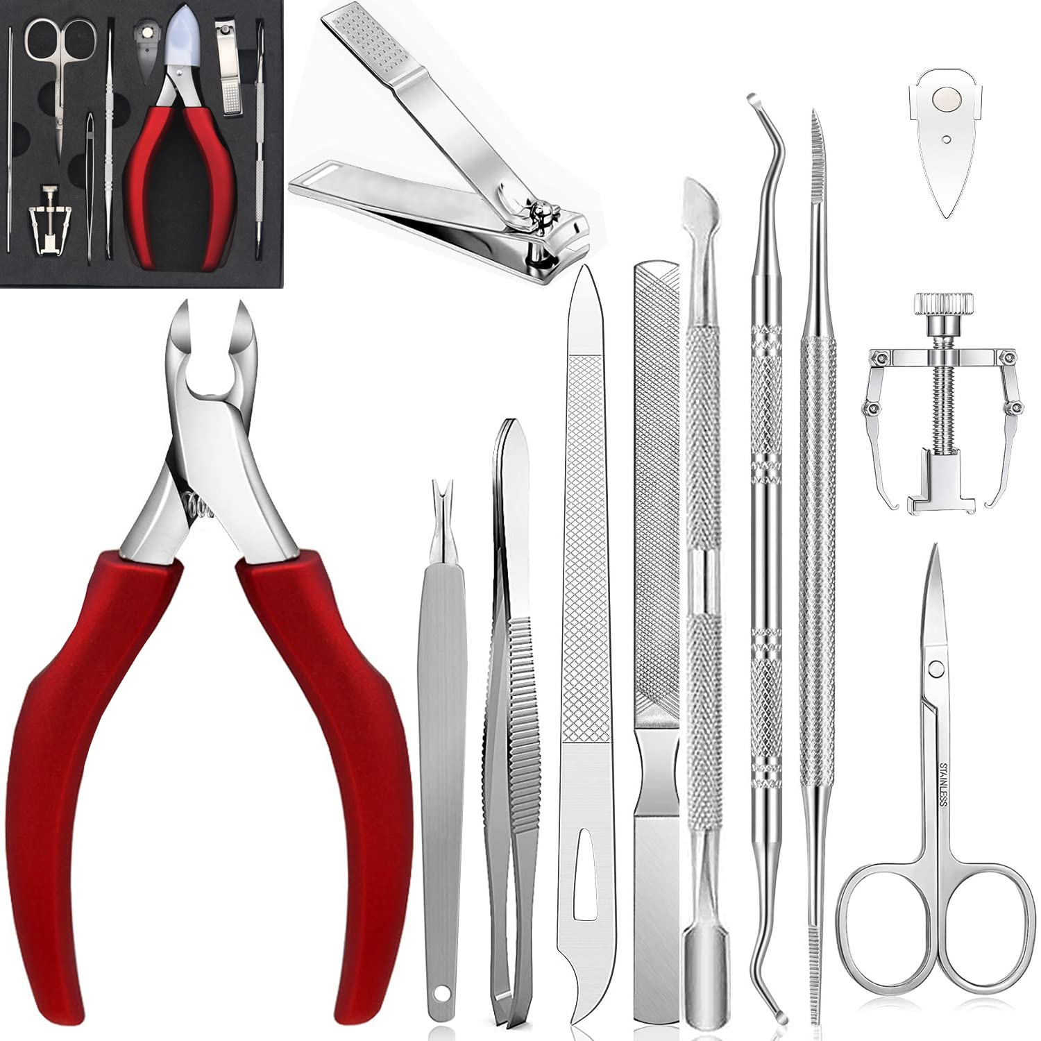 Amazon.com: 12PCS Ingrown Toenail Tools Stainless Steel Foot Nail Tools ...