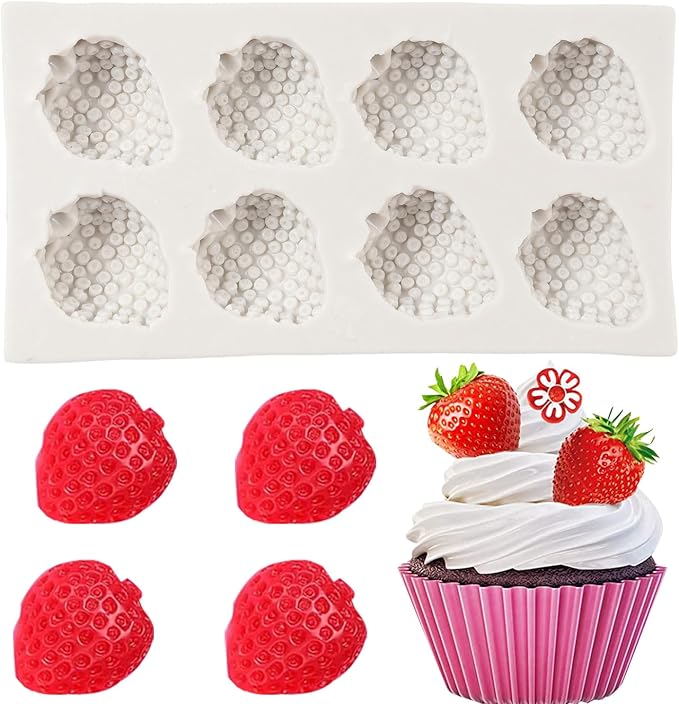 Amazon.com: QDMOLDS Strawberry Silicone Mold Fruit Chocolate Cake ...