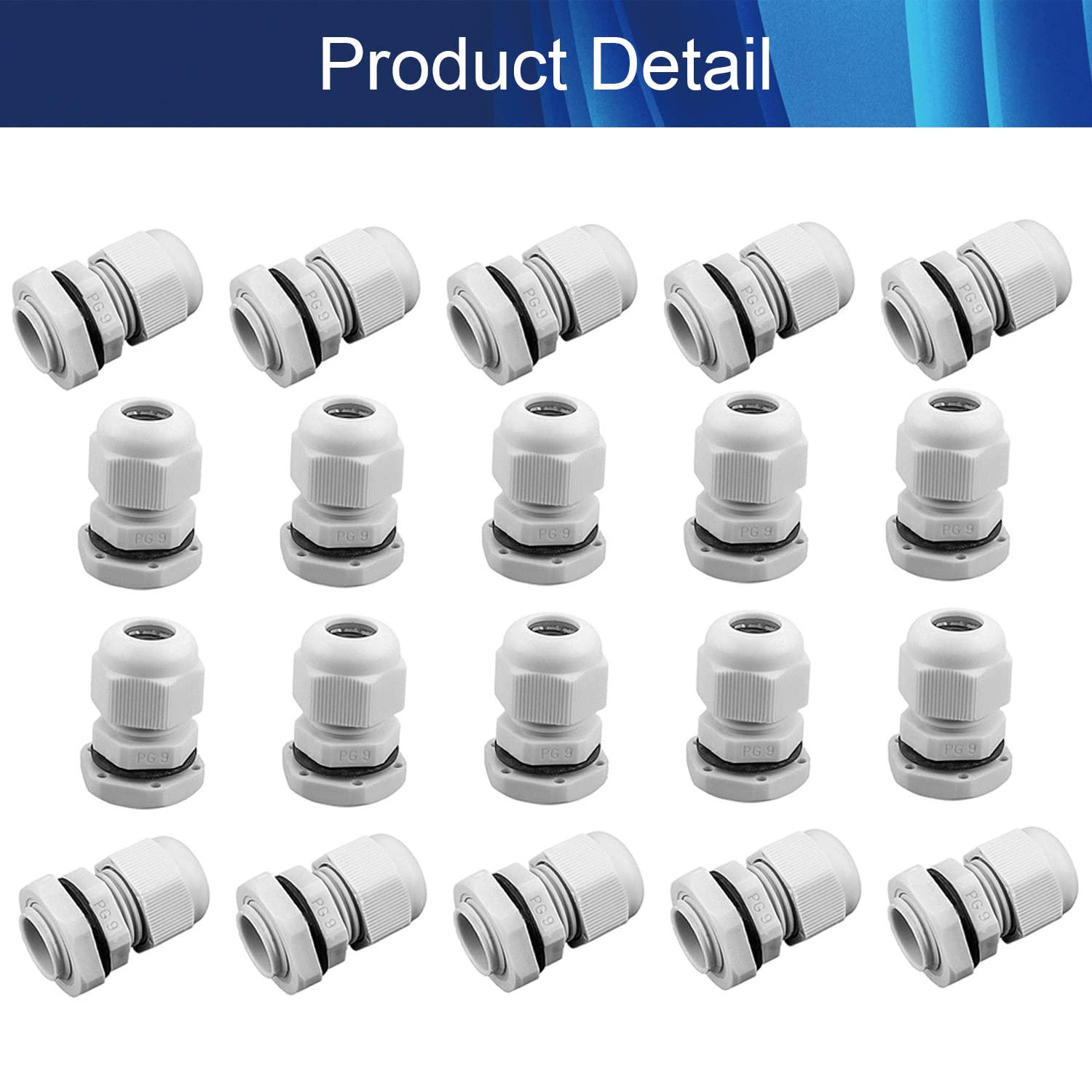 Strain Relief Cable Joints 12-Pack Waterproof Cable Glands PG9 ...