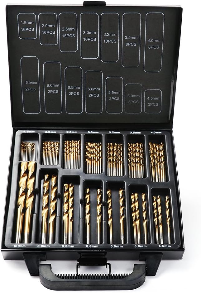 Horusdy 99-Pieces Titanium Drill Bit Set, HSS 1.5mm - 10mm Size, High ...
