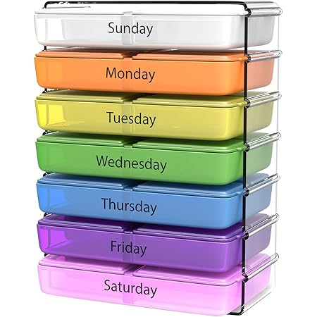 Amazon.com: Weekly Pill Organizer 4 Times a Day, Daily Pill Box 7 Day ...