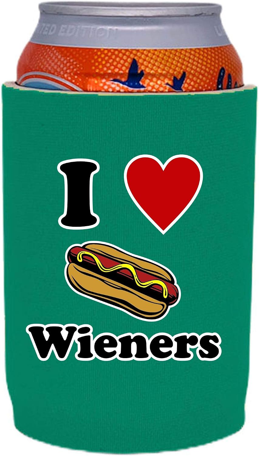 Amazon.com: I Love Wieners Full Bottom Can Coolie (Turquoise, 1): Home ...