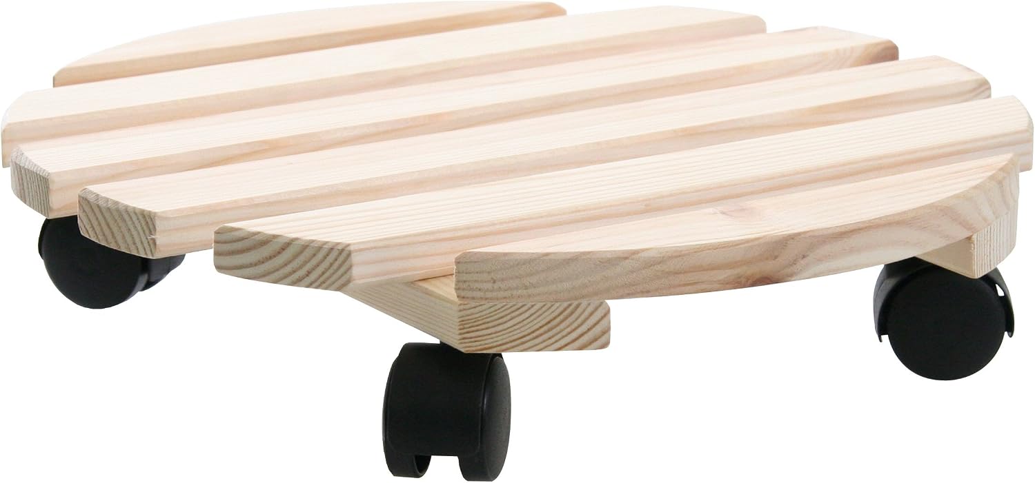 greemotion Pflanzroller in Beige/Holzfarben, robuster Kübelroller aus ...