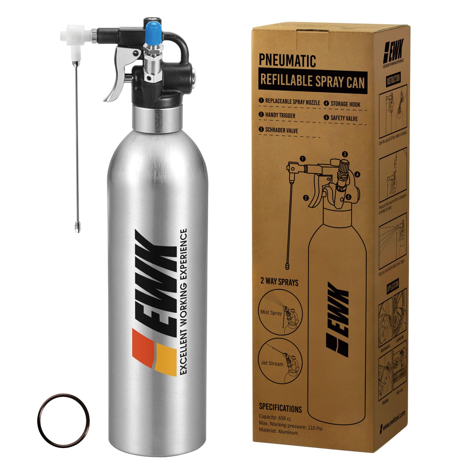 Amazon.com: EWK Patented Refillable Aluminum Aerosol Spray Can 110 psi ...