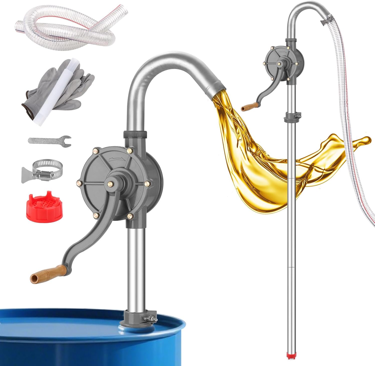 Amazon.com: WORKEASE 15 to 55 Gallon Drum Pump, 6Pcs All-Aluminum Manual Barrel Pump for 5-55 ...