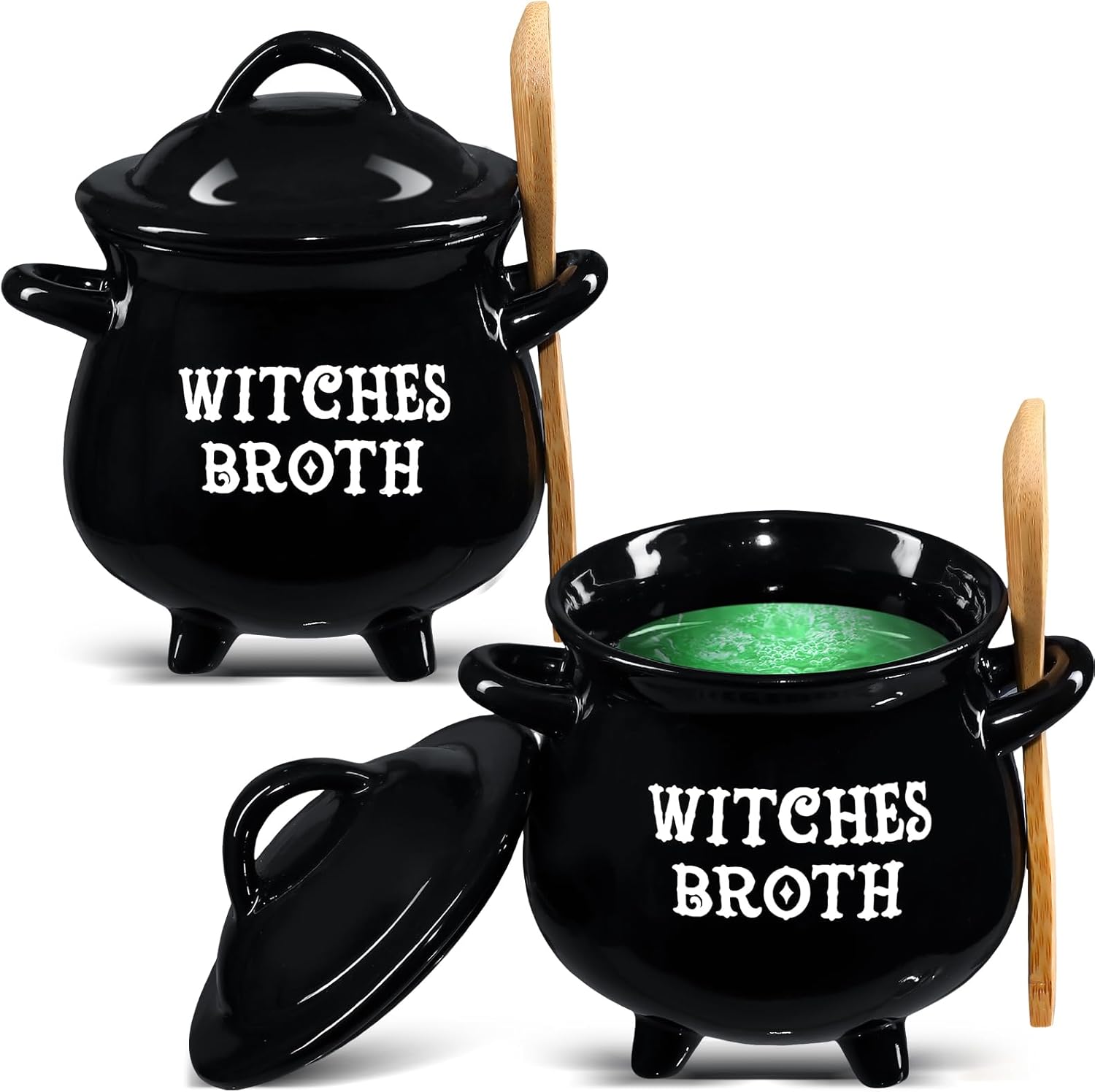 Amazon.com: Lallisa 2 Set Witches Broth Cauldron Ceramic Bowl with ...