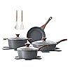 Amazon.com: Amazon Basics - 10 -Piece Hard Anodized Non-stick Stackable Cookware Pots and Pans ...