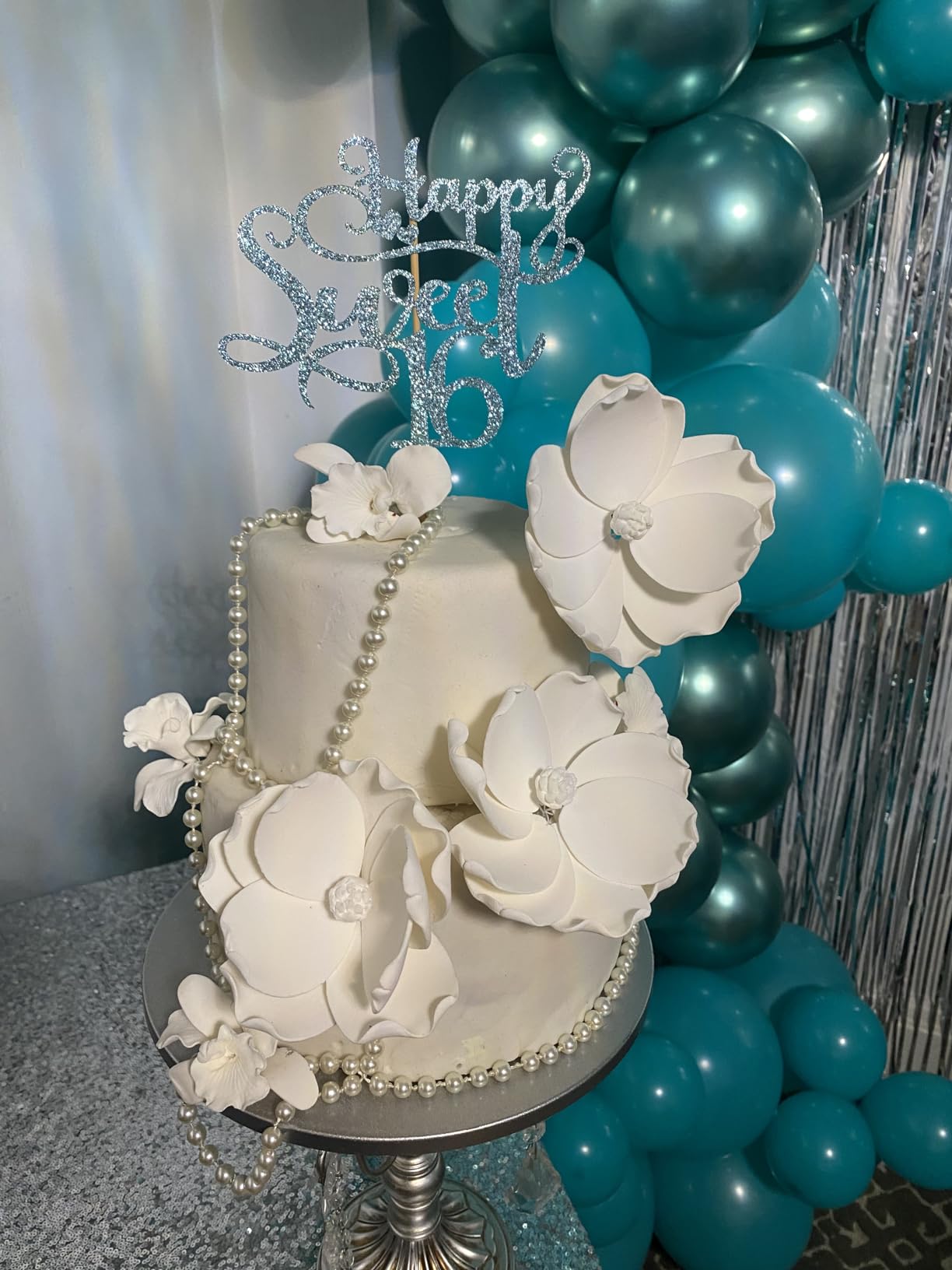 Amazon.com: Sky Blue Happy Sweet 16 Cake Topper, Glitter Happy 16th ...