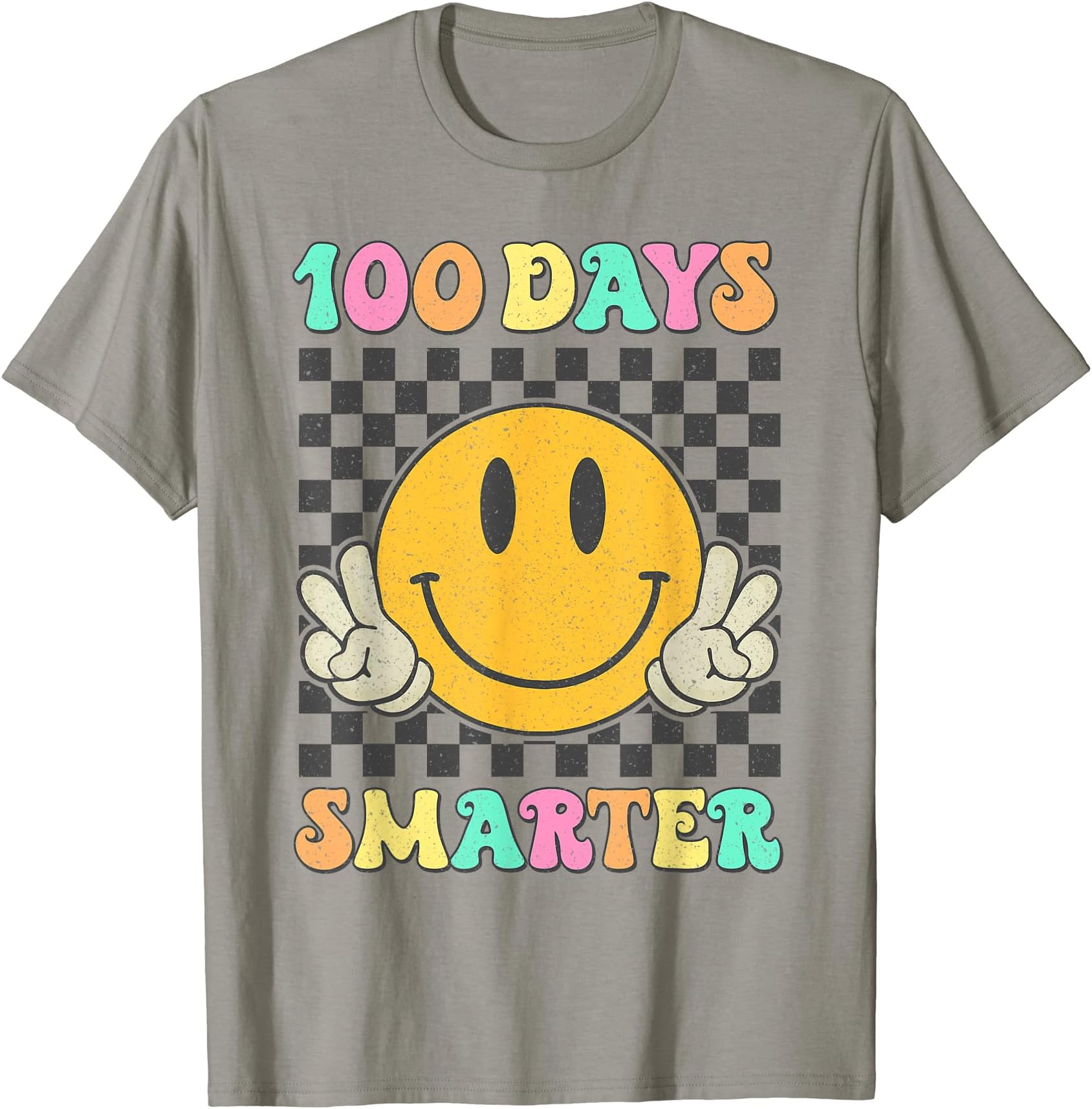 100 Days Smarter Cute Smile Face Hippie 100Th Day Of School T-Shirt ...