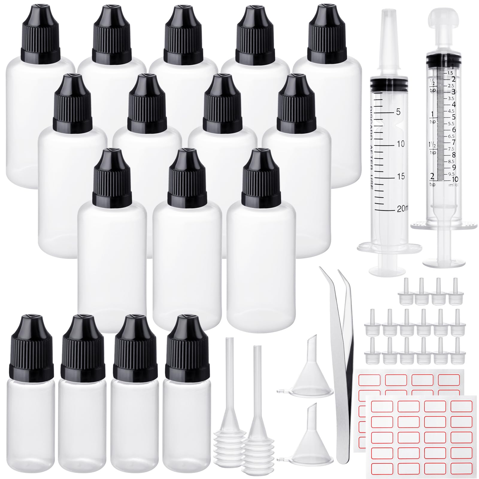 FINEASY 25 Pcs Dropper Bottle 50ml, Plastic Empty Squeezable Paint ...