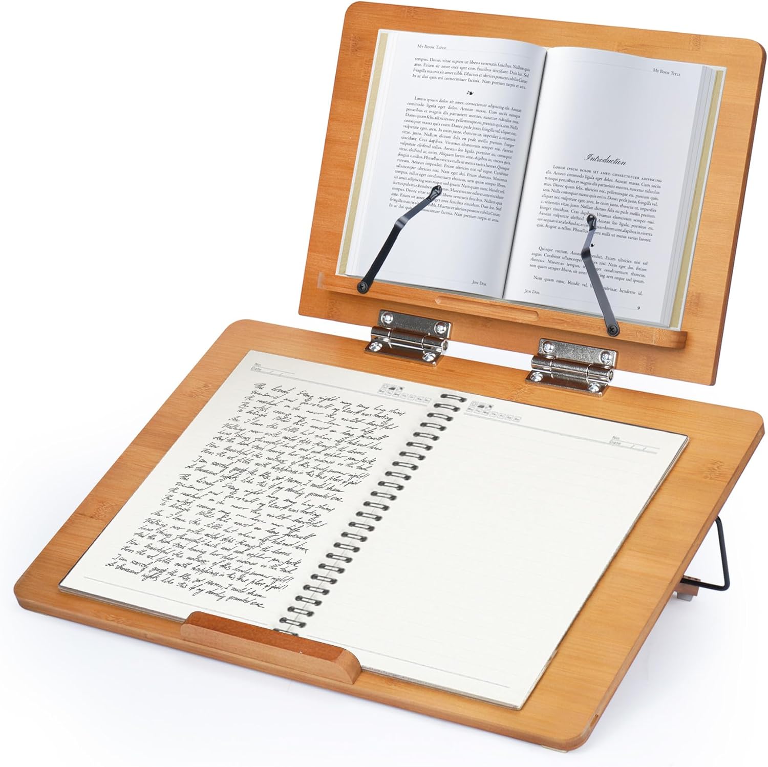 Amazon.com : Nisorpa Double-Layer Bamboo Book Stand - 19.6''14.1 ...