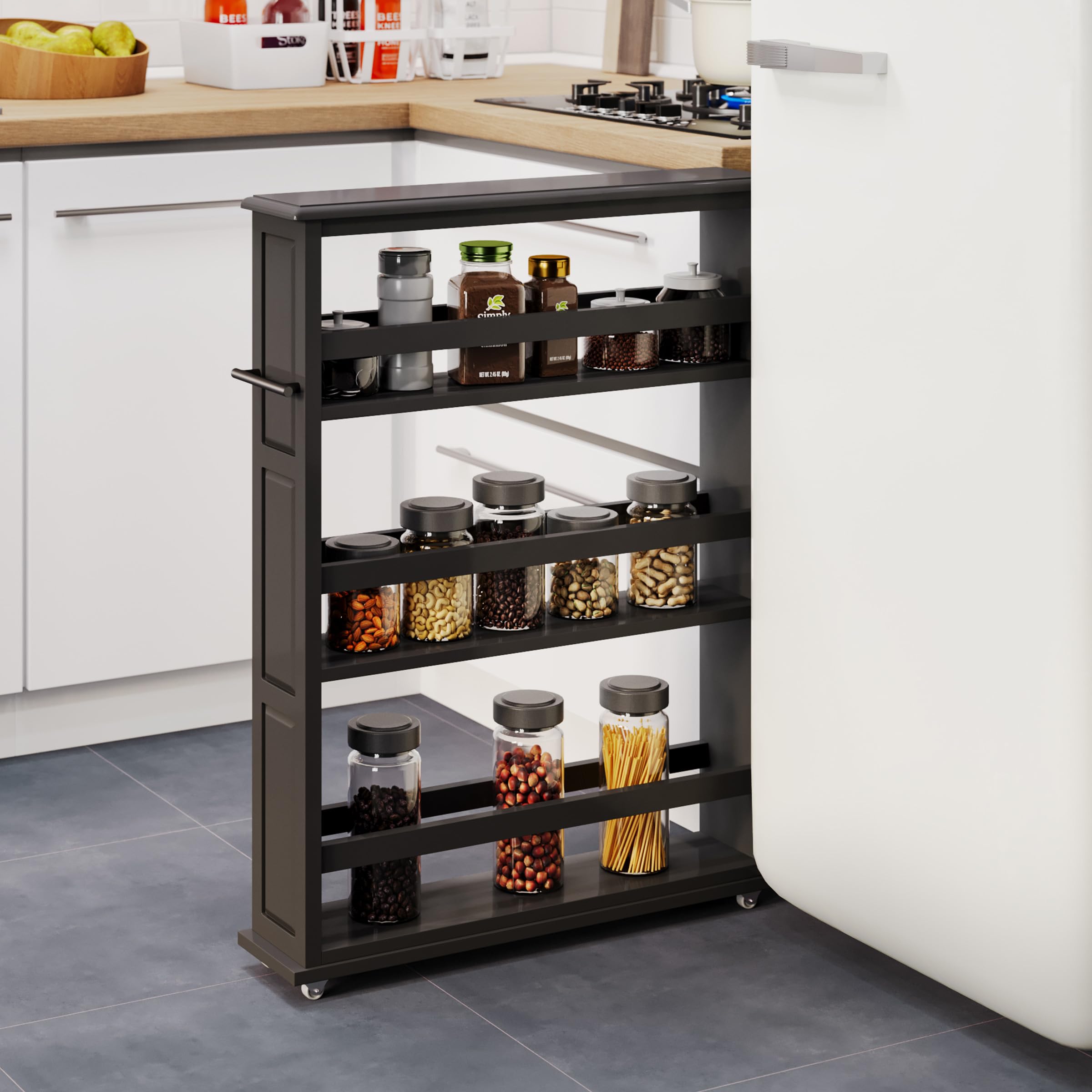 Amazon.com: Lavish Home Slim Rolling Storage Cart - 4 Tier Utility Cart ...
