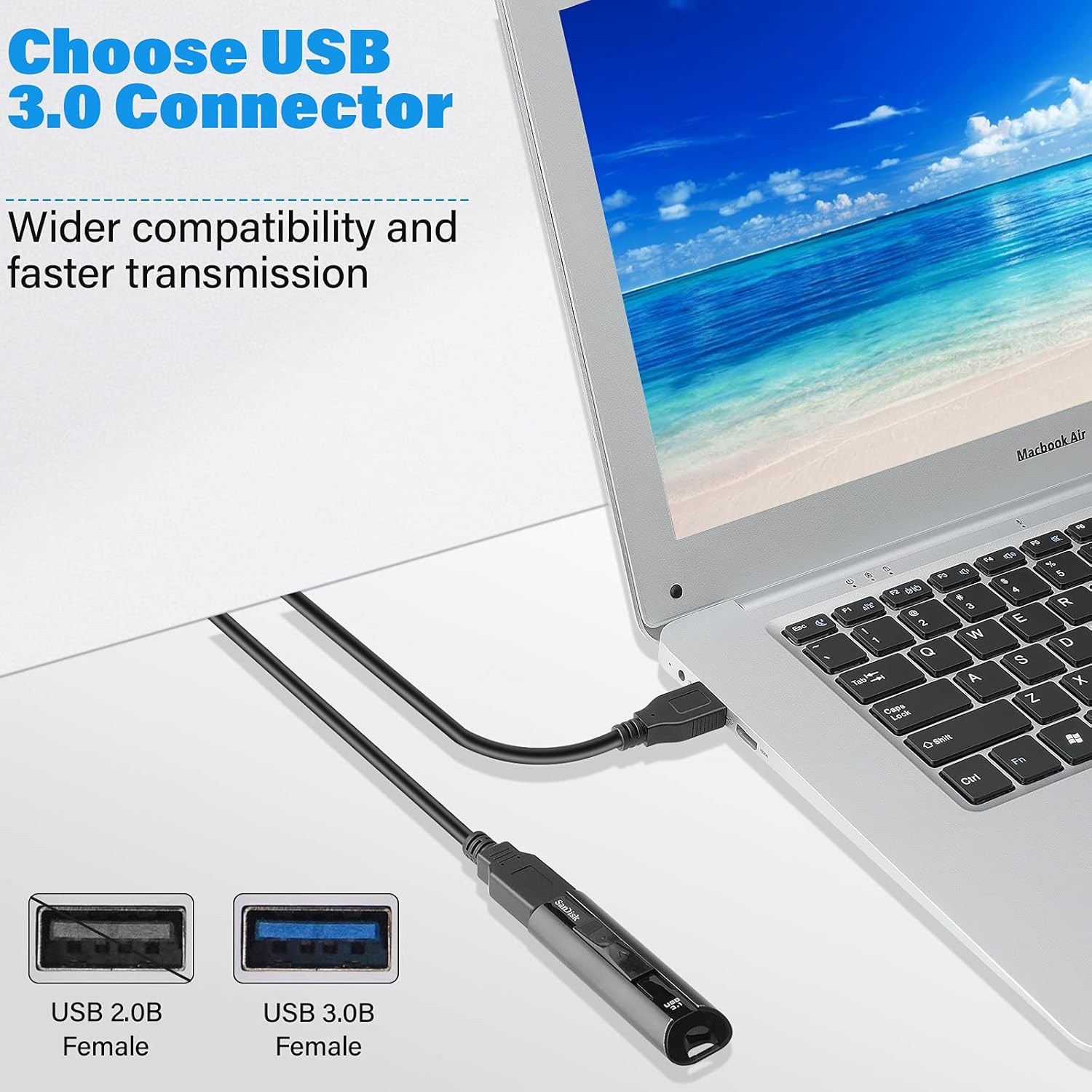 Pasow 2 Pack USB 3.0 Extension Cable SuperSpeed Type A Male to Female ...