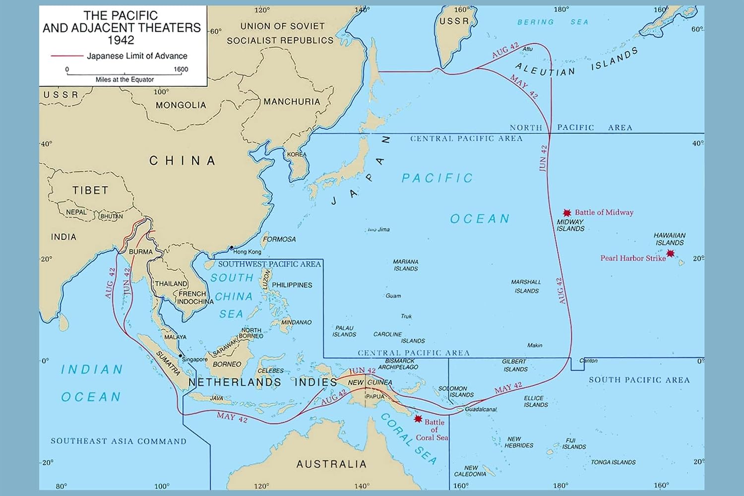 Amazon.com: 24x36 gallery poster, WWII Map of Pacific Theater between ...