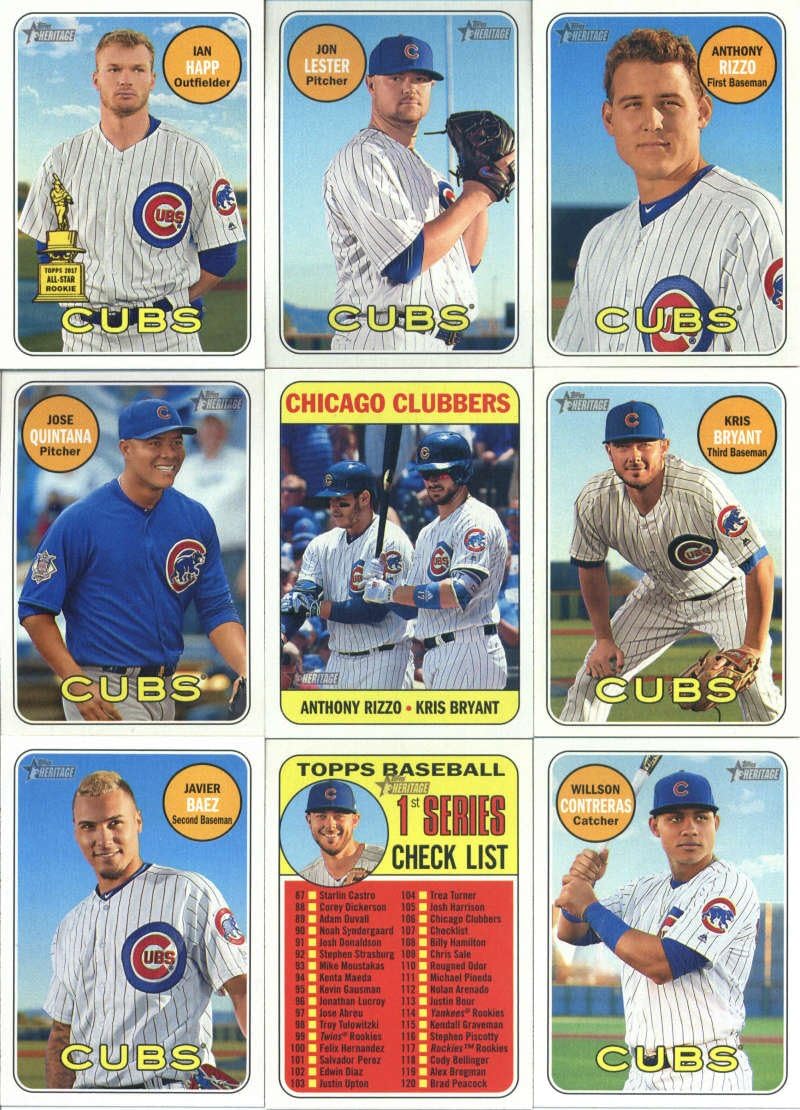Amazon.com: 2018 Topps Heritage Chicago Cubs Team Set of 16 Cards ...