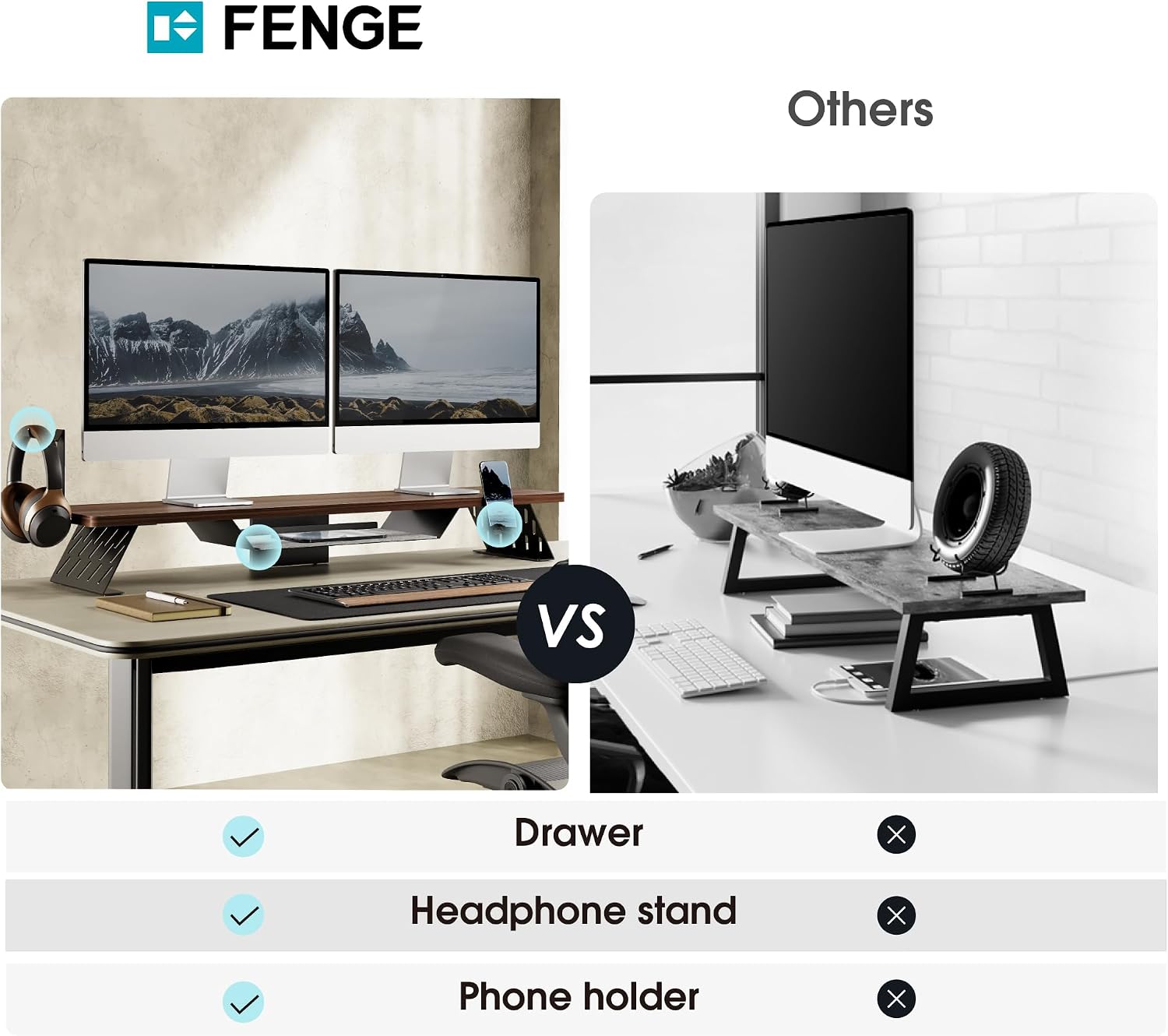 Fenge Dual Monitor Stand, 42.5 Inch Monitor Riser Nepal | Ubuy