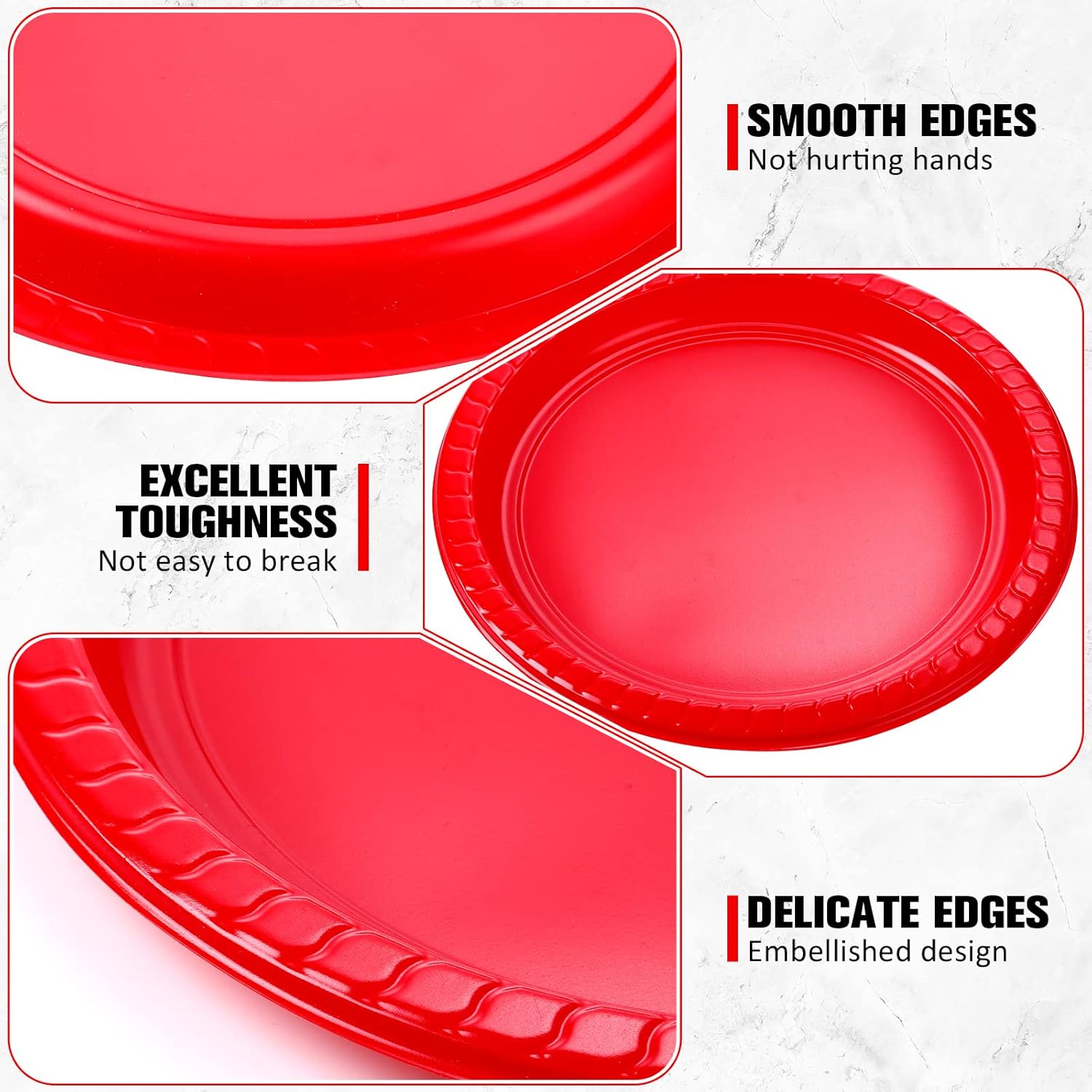 200 platos desechables de plástico rojo de 9 pulgadas platos redondos ...