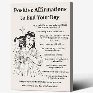 Amazon.com: Retro Positive Affirmations Posters Black White Growth ...