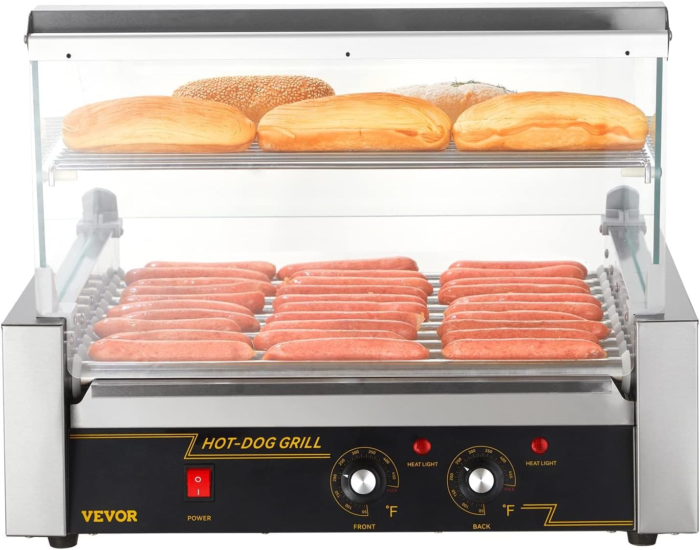 Amazon.com: 30 Hotdog Roller Machine with Bun Warmer,1700w Stainless 11 ...