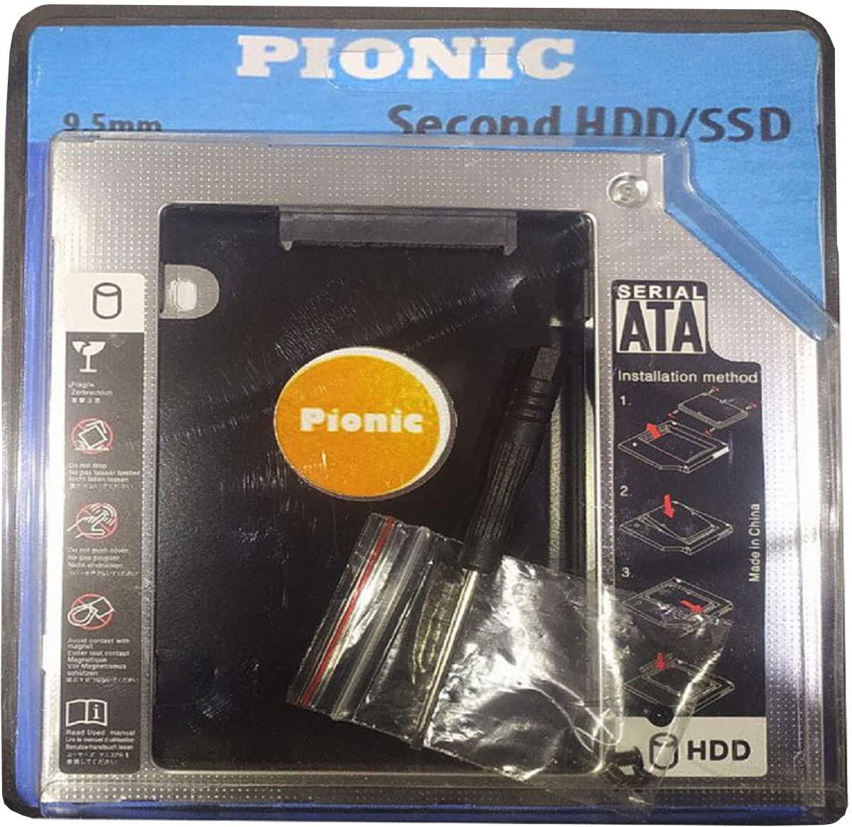 PIONIC Optical Bay 9.5MM Caddy for 2nd Hardrive or SSD, 9.5MM Caddy ...