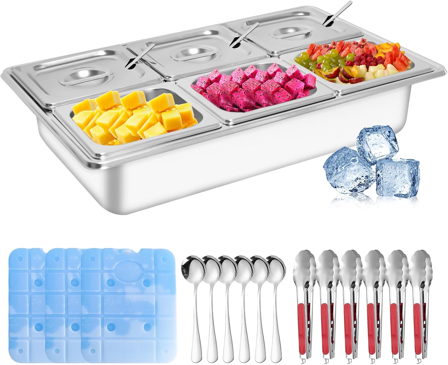 Amazon.com: Countertop Ice Food Serving Display Tray with 6 Pan ...