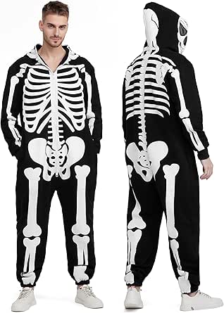 Amazon.com: Boveco Halloween Skeleton Costume for Men Adult Cozy Hoodie ...