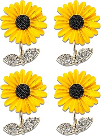 Sunflower Brooch, 4 Pcs Sunflower Pin Badge Plant Flower Brooch ...