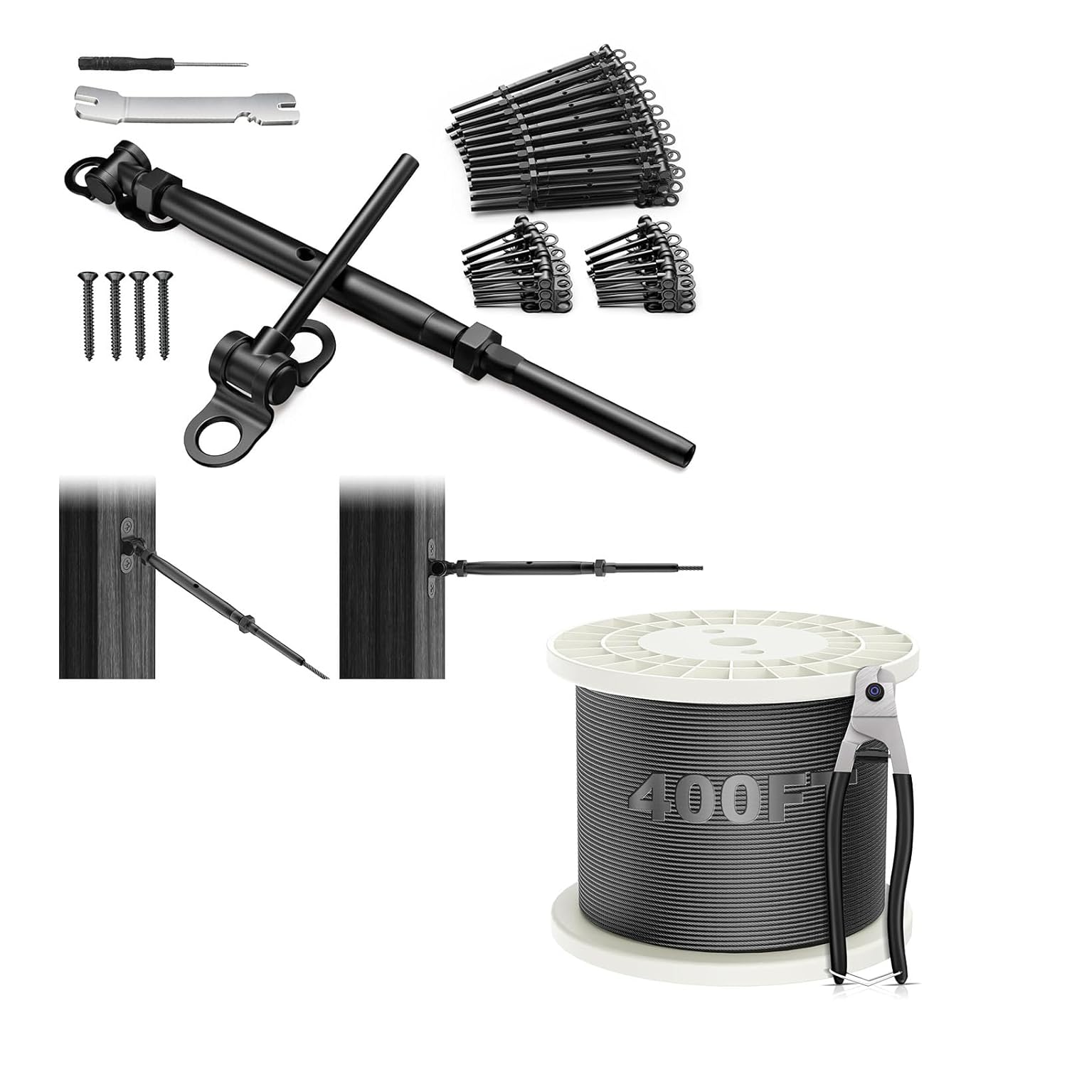 BLIKA 30 Pack T316 Stainless Steel Adjustable Angle 1/8" Black Cable ...