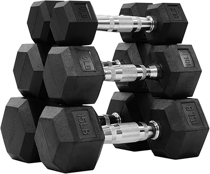 Amazon.com : Hex Dumbbells Rubber Coated Hand Weights Set for Exercises ...