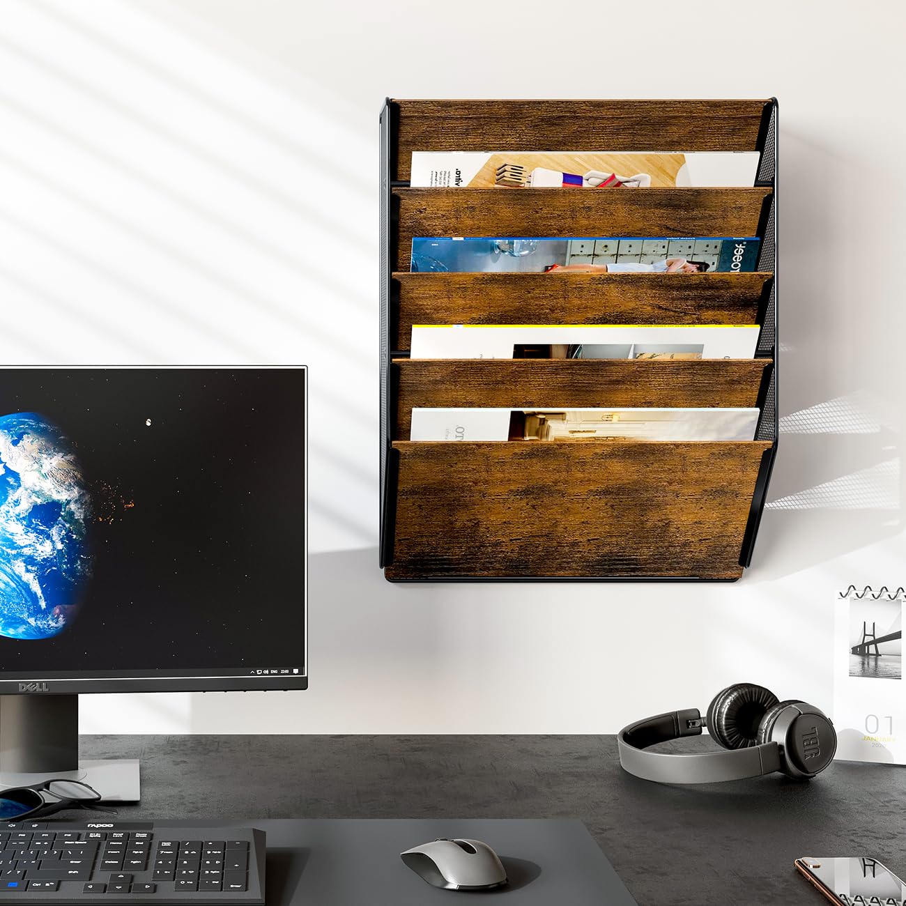 Snapklik.com : Wall File Organizer For Office, 5-Tier Rustic Hanging ...