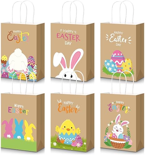Amazon.com: Pasimy 18 Pcs Easter Gift Bags Bulk with Handles Happy ...