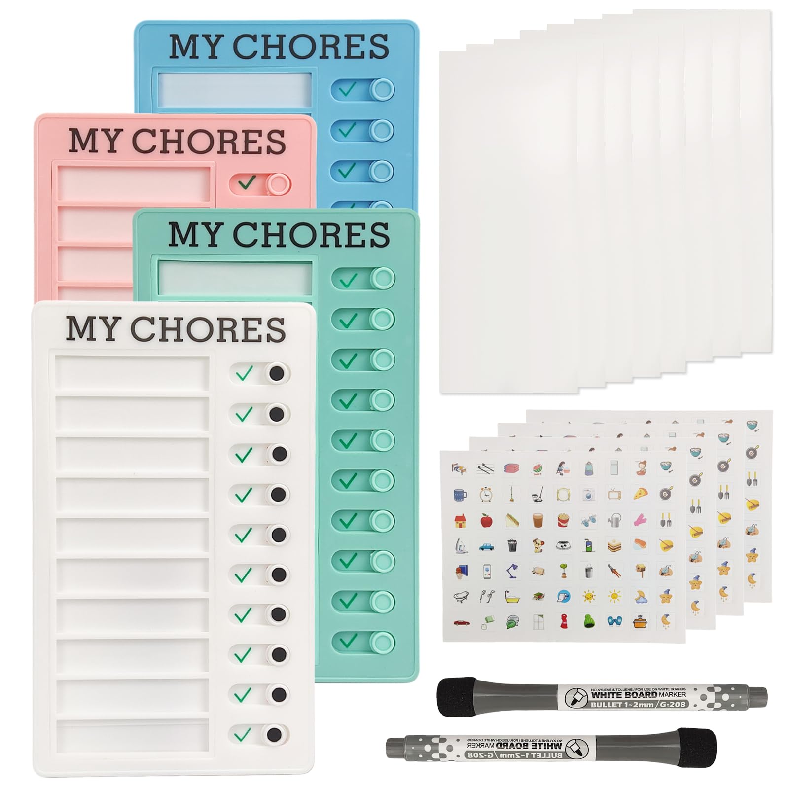 Snapklik.com : POUYRBA Chores Chart For Kids Multiple Kids, 4pcs ...