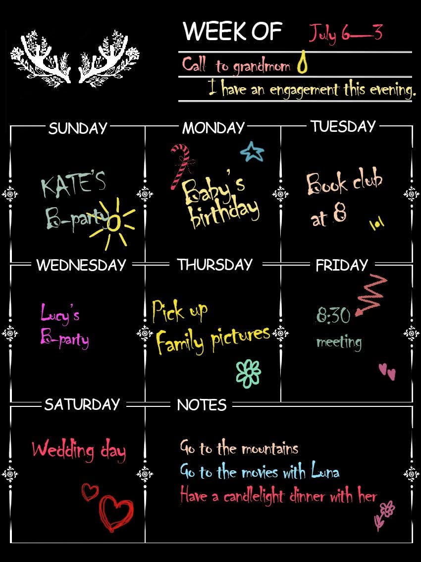 ZUKEY Magnetische Kühlschrank-Tafel, Wochenmenü, Mahlzeitenplaner ...