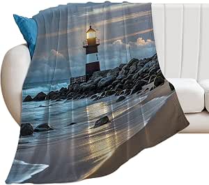 Amazon.com: Sea Lighthouse Blanket Soft Microfiber Bed Blankets ...