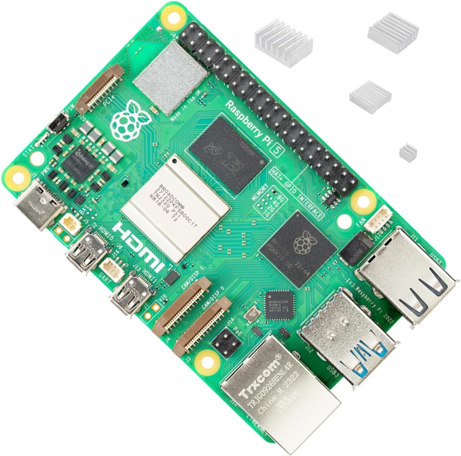 Amazon.co.jp: Raspberry Pi 5 4GB RAM with 4 Heatsinks Development Board ...