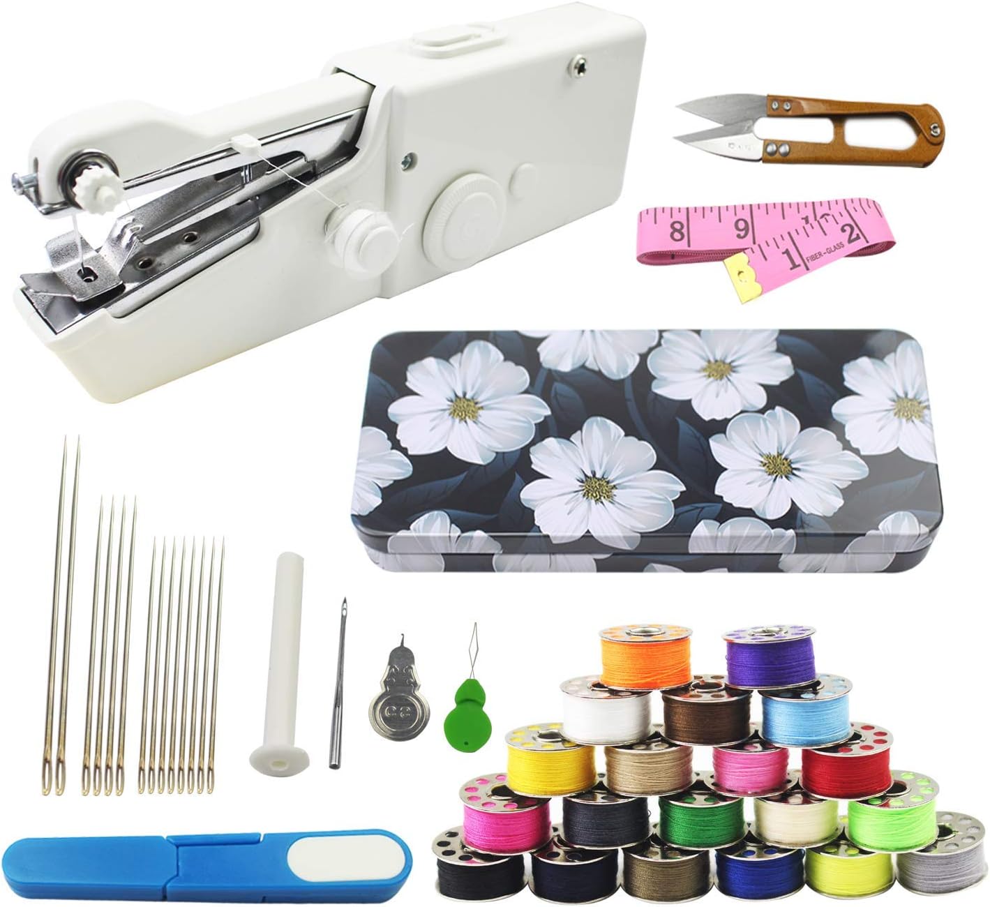 Amazon.com: Luckkyme Handheld Sewing Machine and Sewing Thread Kit ...