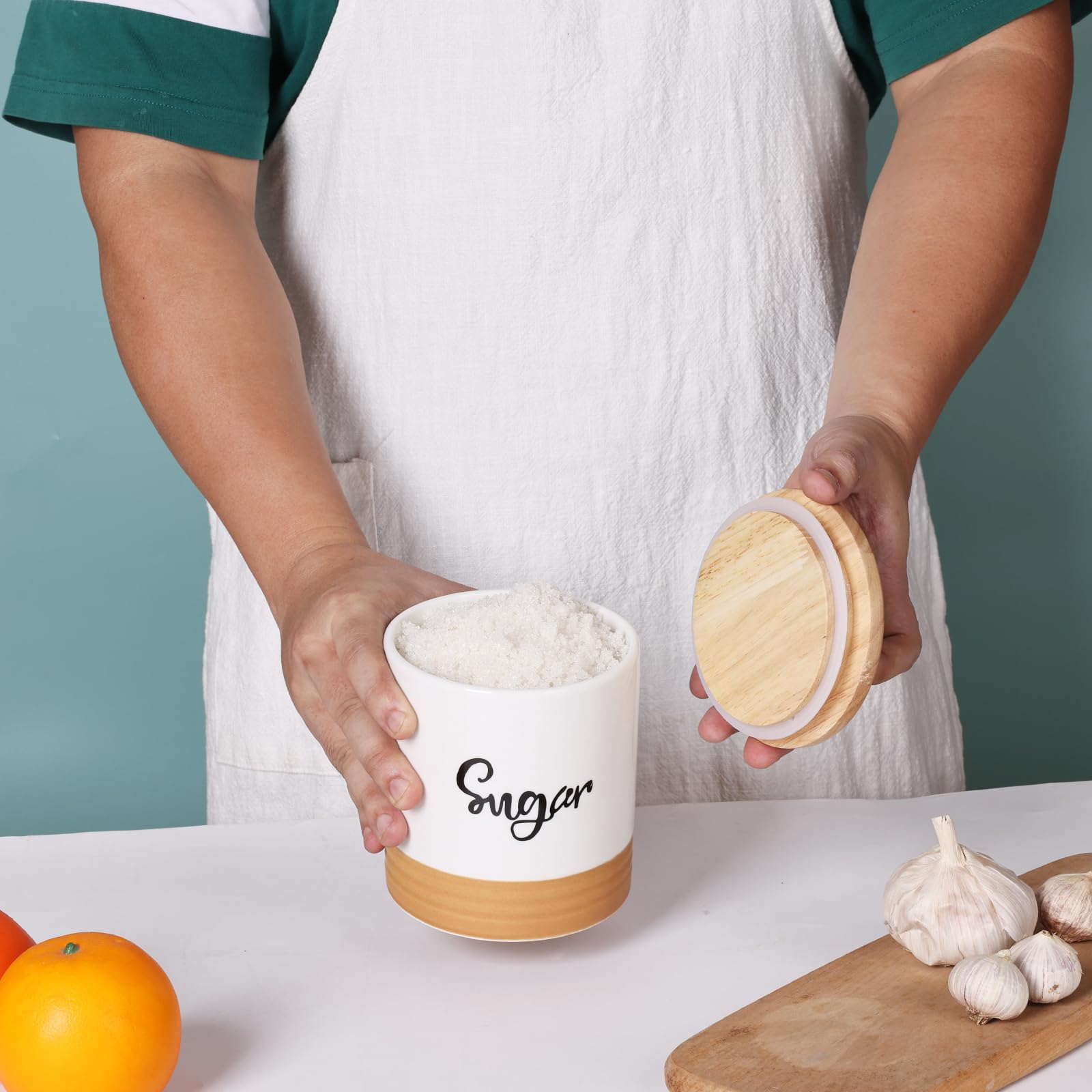 LEETOYI Ceramic Food Storage Containers with Lid,Modern Farmhouse ...