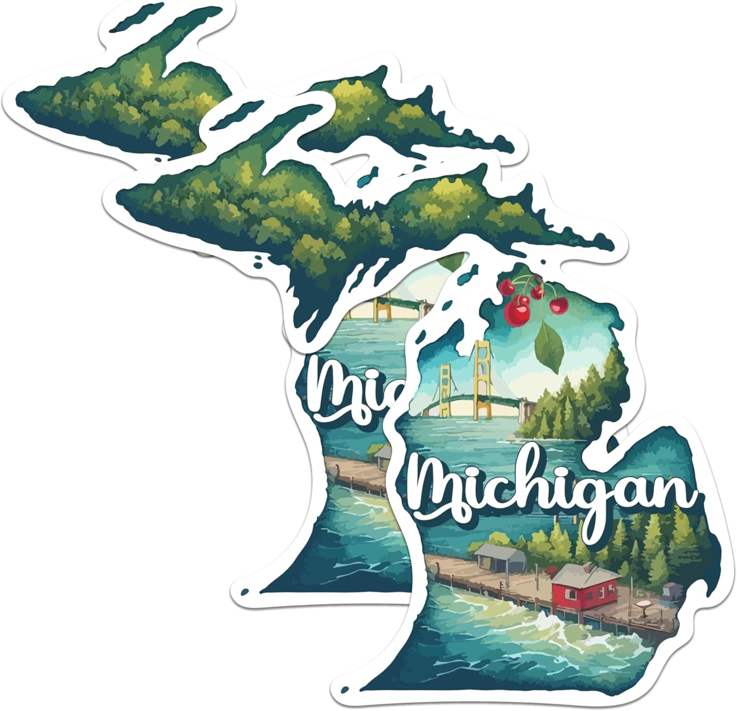 Amazon.com: (2 Pack) Michigan State Shape Magnets - MI State Magnet ...