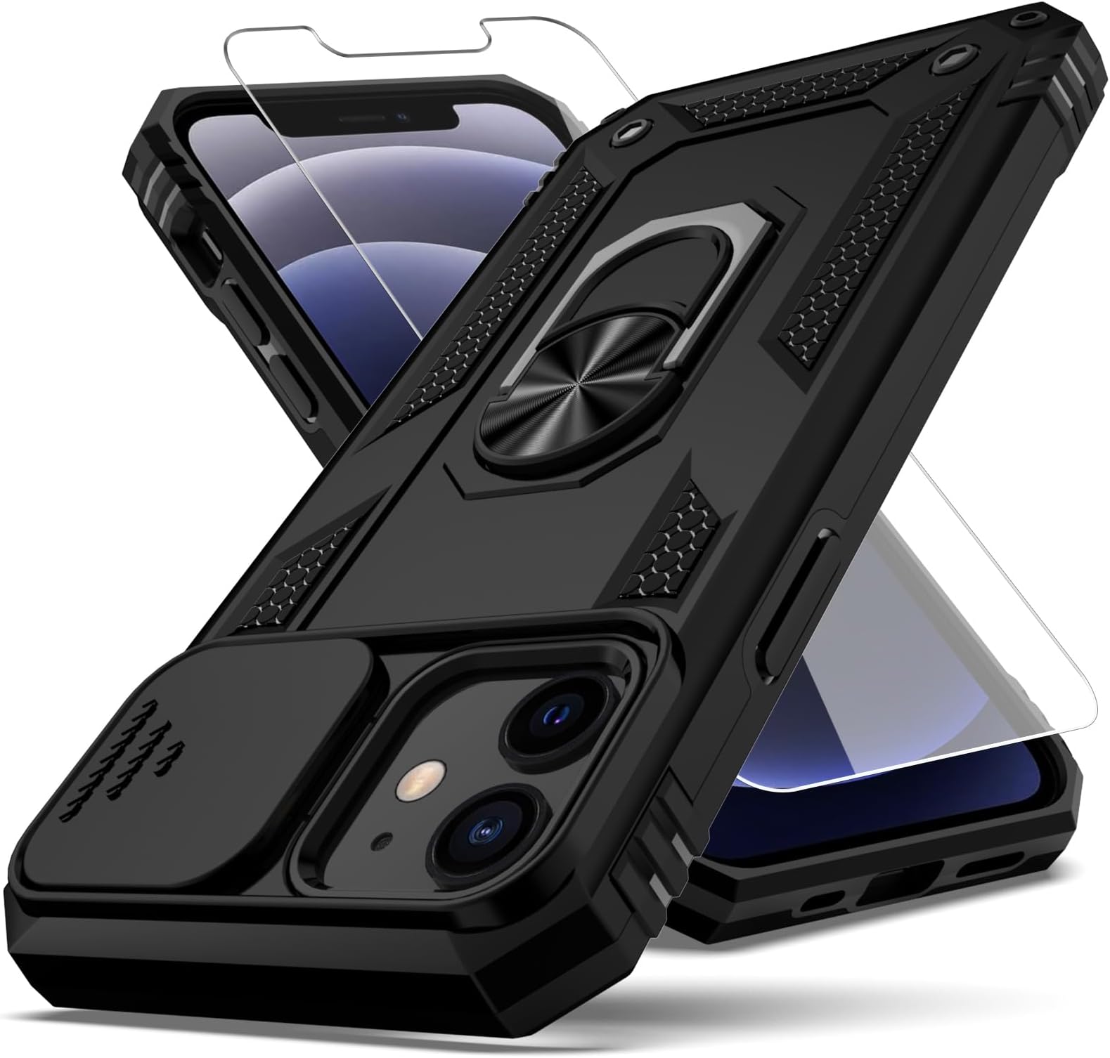 YZOK for iPhone 12 Case,with Camera Lens Cover HD Screen Protector ...