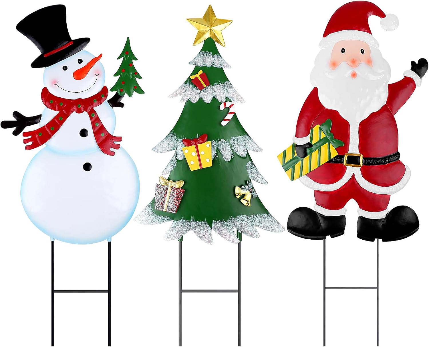 Amazon.com : Detene 3 Pack Christmas Decorative Metal Stakes Outdoor ...