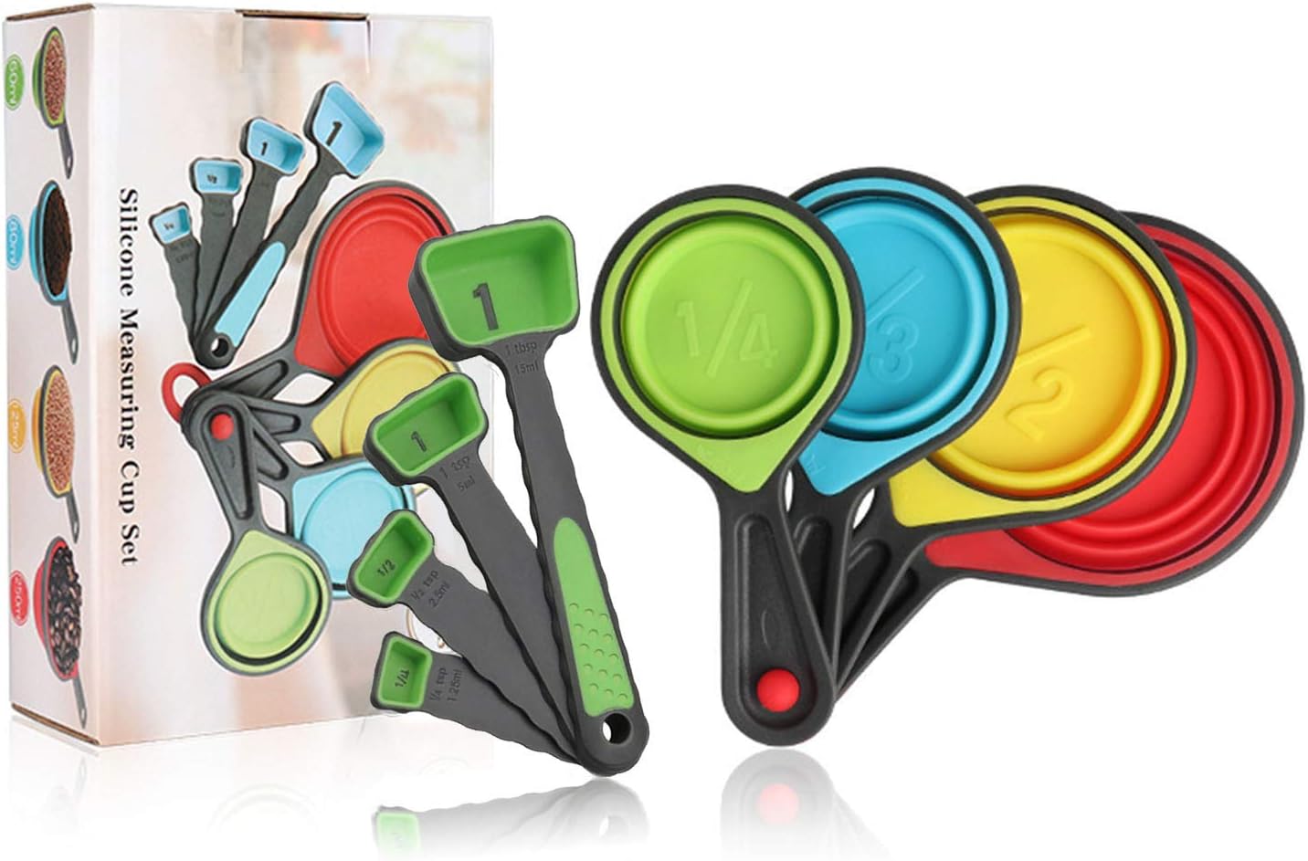 Amazon.com: Measuring Cups and Spoons Set, 8 Piece Collapsible ...