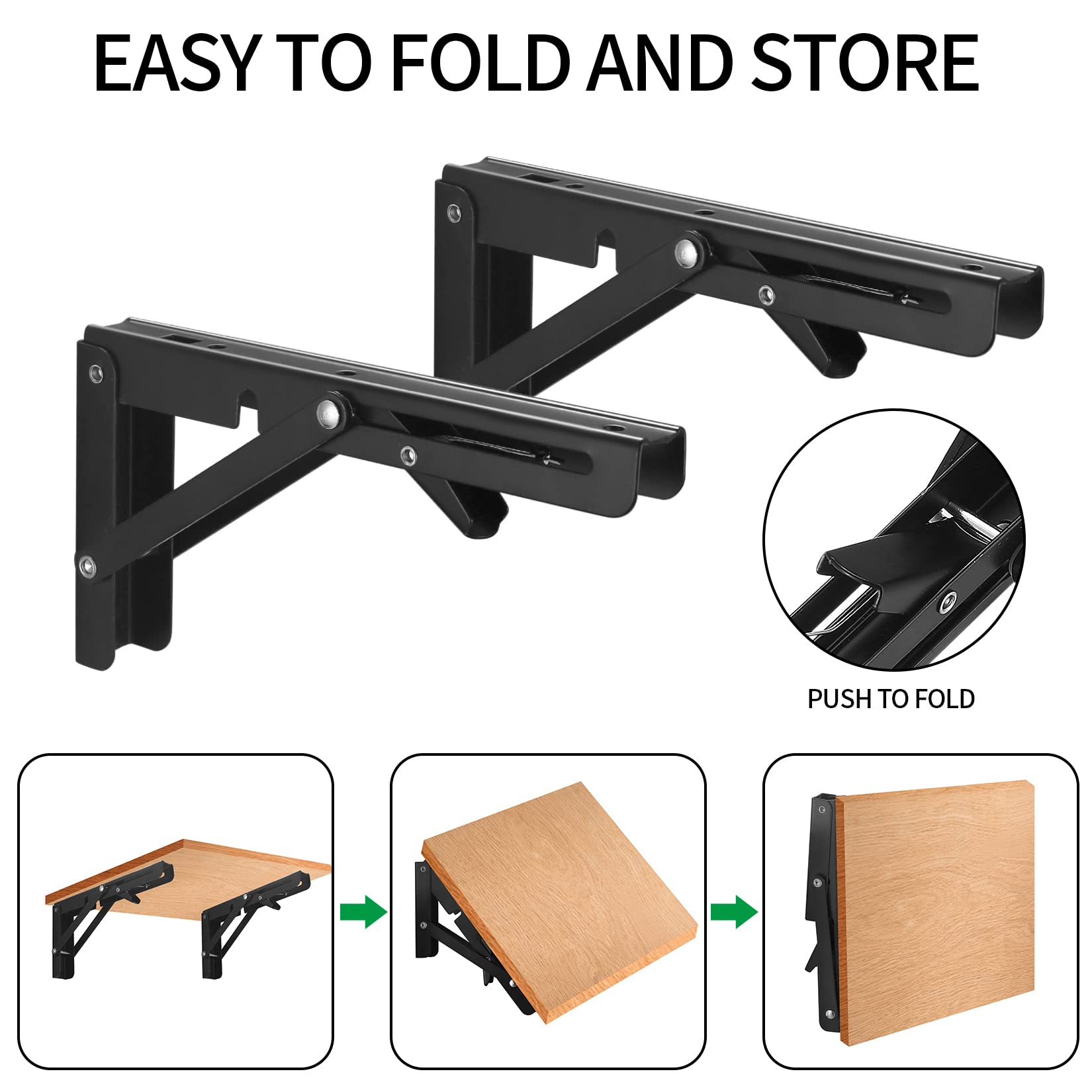 Snapklik.com : TOOINKCV 2 Pcs Folding Shelf Brackets, 8 Inch Heavy Duty ...